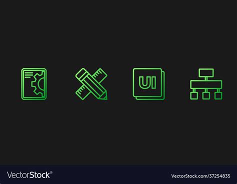 Set Line Ui Or Ux Design Web Development Crossed Vector Image