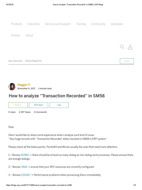 How To Analyze Transaction Recorded In Sm58 Sap Blogs Pdf Cyberspace Communication