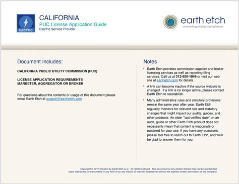 California Puc License Application Guide Electric Earth Etch