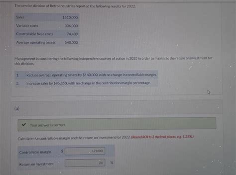 Solved Calculate The Controllable Margin And The Expected