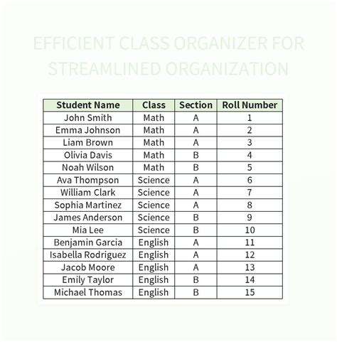Free Class Organization Templates For Google Sheets And Microsoft Excel Slidesdocs