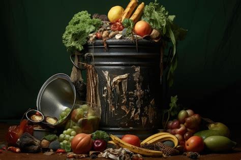Premium Ai Image Organic Waste Fills The Bin