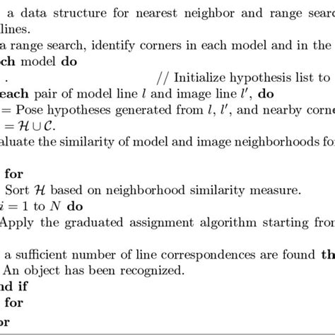 outline of the new object recognition algorithm the constant n is the