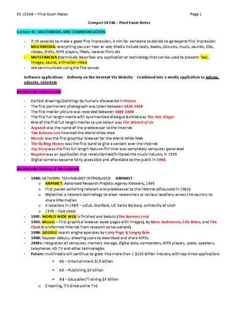 Compsci 1033a Final Exam Notes Compsci 1033b Final Exam Notes