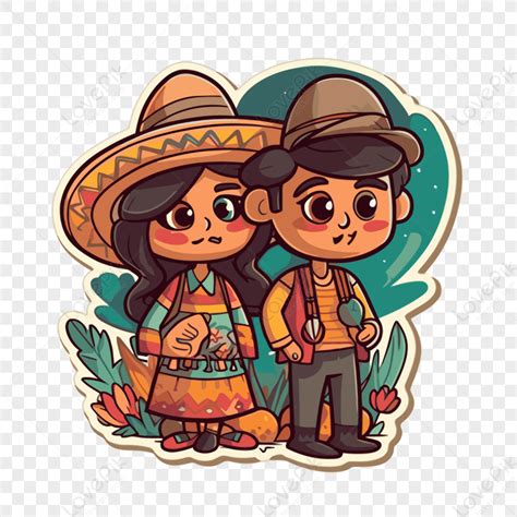 전통 멕시코 커플 만화 스티커 클립 아트 벡터상표 Png 일러스트 무료 다운로드 Lovepik