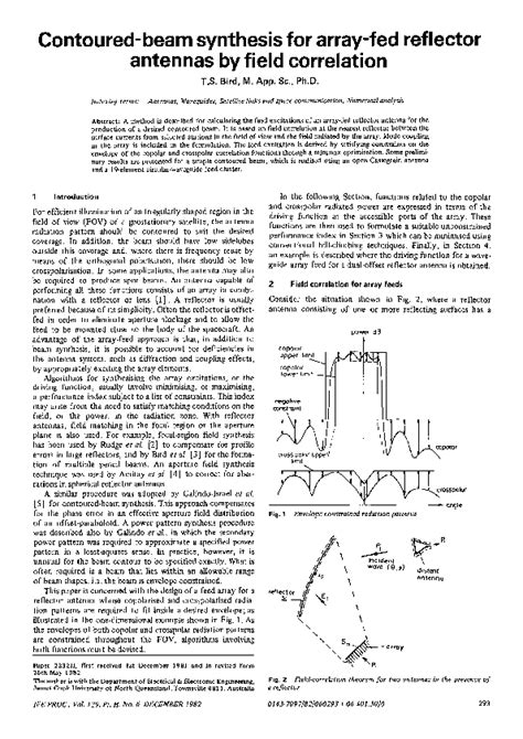 pdf contoured beam synthesis for array fed reflector antennas by