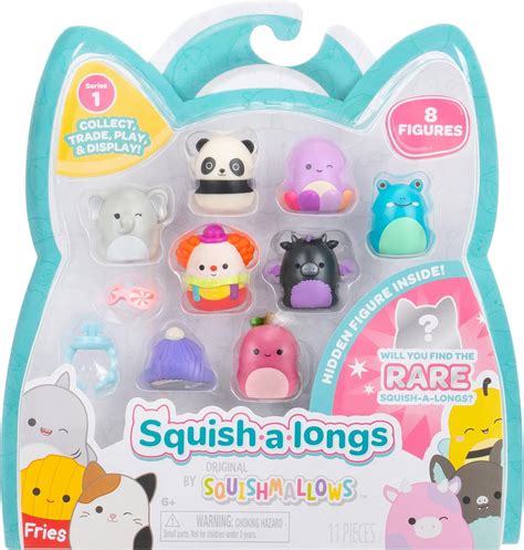 Squish A Longs 8 Pack 1” Mini Squish With 2 Accessories 1 Ring And A Collectors