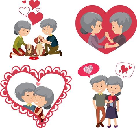 Set Of Old Couple In Love 6094017 Vector Art At Vecteezy