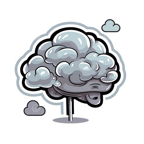 Cartoon Brain With Clouds And Clouds On The Sliver Clipart Vector Brain Thinking Brain