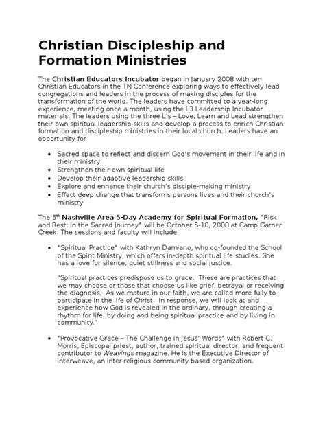Christian Discipleship And Formation Ministries Disciple