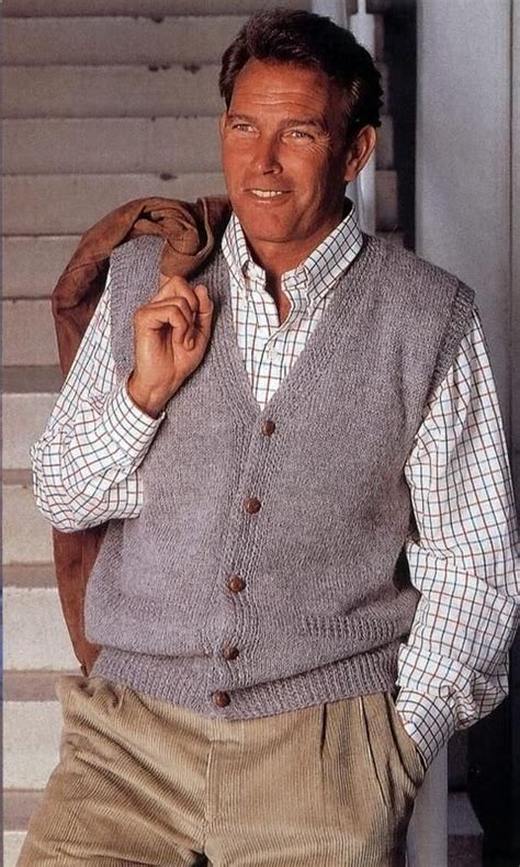 Мужской жилет спицами схемы и описание процесса вязания Men Sweaters Pattern Knit Vest