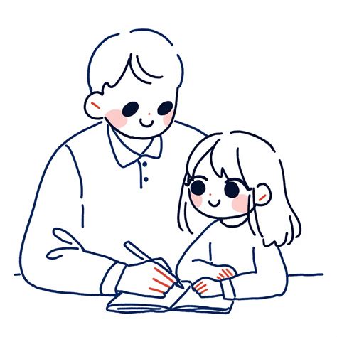 優しく教える父親と娘 勉強 教える ｜イラスト・フリー素材なら「シンテリ」