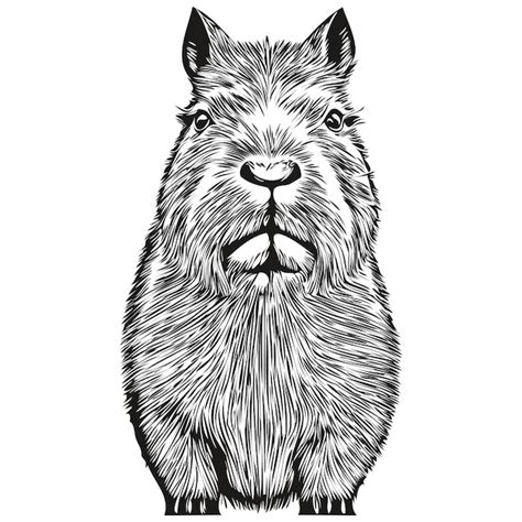 흰색 배경 손 그리기 그림 카피 바라에 귀여운 카피 바라 프리미엄 벡터