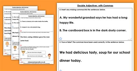Year 2 Double Adjectives With Commas Homework Extension Word Classes 1