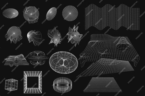 Premium Vector Set Of Wireframe Geometric Shapes In Various Shapes On