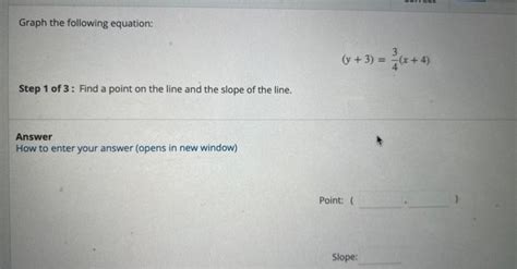 solved graph the following equation y 3 43 x 4 step 1 of
