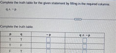 Answered Complete The Truth Table For The Given Statement By Filling