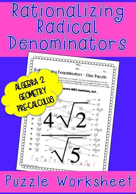 Rationalizing Denominators Worksheet Printable Word Searches