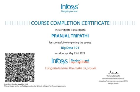 Pranjal Tripathi On Linkedin Infosysspringboard Bigdata Infosys