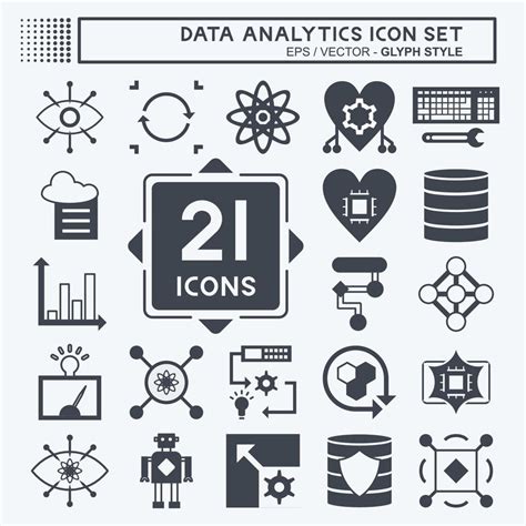 Data Analytics Icon Set Suitable For Data Analytics Symbol Glyph