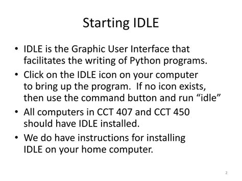 Ppt Introduction To Python And Idle The Ide For Python Powerpoint