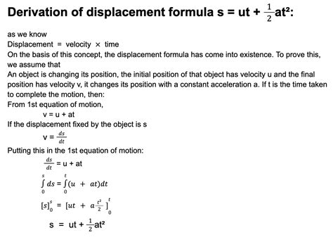 Displacement Formula Derivation And Examples Science Query