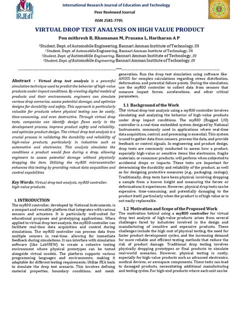 Virtual Drop Test Analysis On High Value Product Pdf Simulation