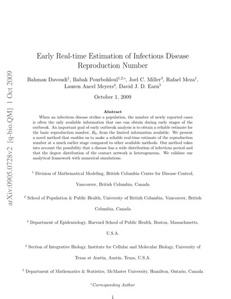 Pdf Early Real Time Estimation Of The Basic Reproduction Number Of