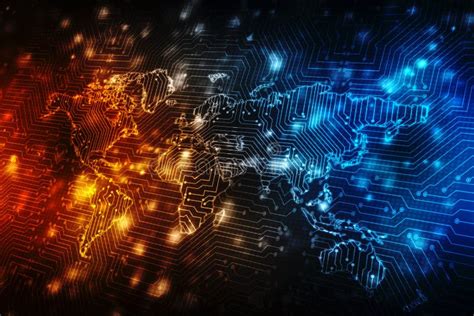 World Map And Blockchain Peer To Peer Network Global Network Concept Stock Image Image Of