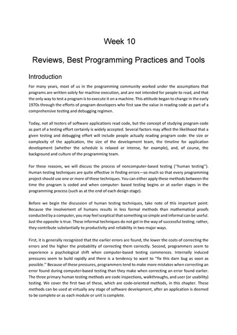 Week 10 Reviews Programming Practices And Tools Week 10 Reviews
