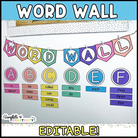 Bright Word Wall Classroom Display Alphabet Word Wall Editable Word