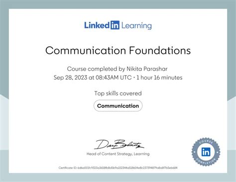 nikita parashar on linkedin certificate of completion