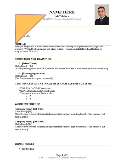 Viares Clinical Research Cv Template Pdf