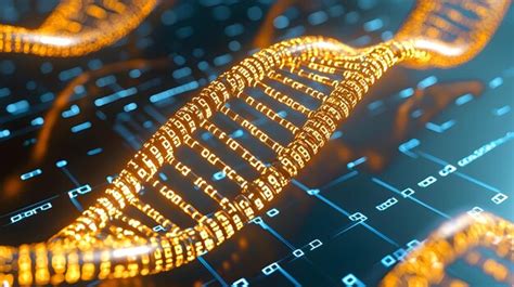 Captivating Digital Dna Sequence With Binary Code For Genetics And Data Science Backgrounds