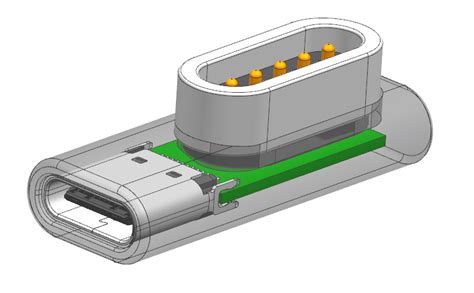 Typec母端磁吸适配器 Step 模型图纸下载 懒石网