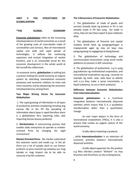 Unit Ii The Structures Of Globalization Unit Ii The Structures Of