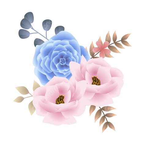 Pink Blue Vector Png Images Ic22827 Vector Pink And Blue Flower