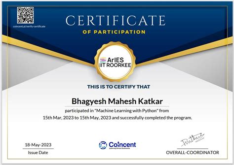 Bhagyesh Katkar On Linkedin Training Participation Machinelearning Python Coincent Linkedin