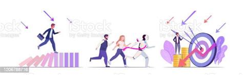 금융 위기 파산 투자 위험 경쟁 개념 컬렉션 전체 길이 수평에 대해 좌절 기업인 설정 로봇에 대한 스톡 벡터 아트 및 기타