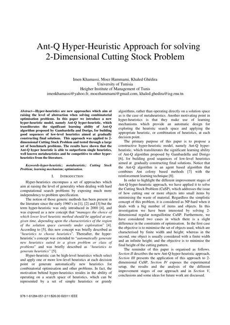 Pdf Ant Q Hyper Heuristic Approach For Solving 2 Dimensional Cutting Stock Problem
