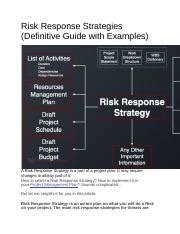 Risk Response Strategies With Practical Examples Docx Risk Response