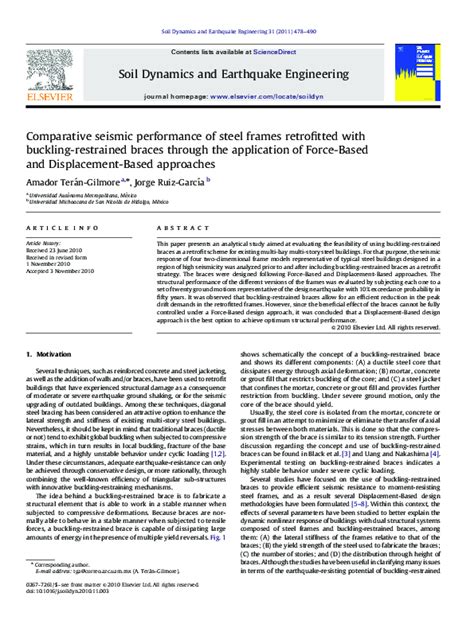 Pdf Comparative Seismic Performance Of Steel Frames Retrofitted With Buckling Restrained