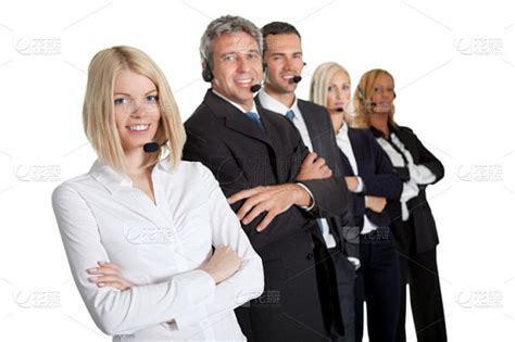 耳麦 商务人士 自然美 衣服 客户服务代表 女人 水平画幅 电话机 白色背景 人