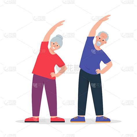 老年人一起健身、运动或瑜伽。