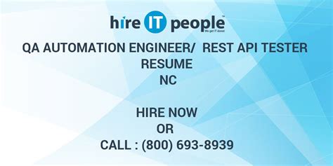 qaÂ automation engineer rest api tester resume nc hire it people