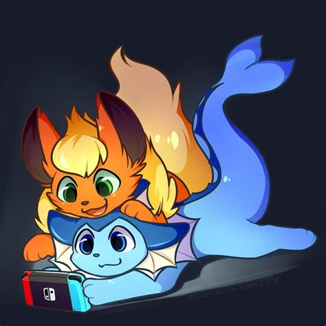 Flareon Vaporeon Pokemon Eeveelutions Cute Pokemon Wallpaper Cute
