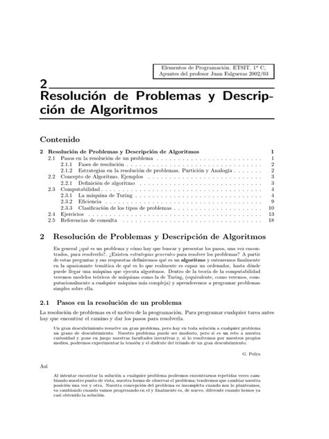 Resolucion De Problemas Y Algoritmos Pdf Teoría De La