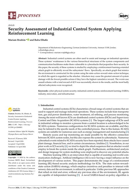 Pdf Security Assessment Of Industrial Control System Applying Reinforcement Learning