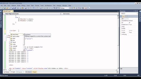 SHOW AND HIDE DIV ON SCROLL USING JQUERY In ASP NET YouTube
