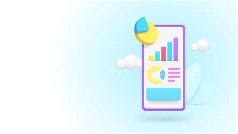 비즈니스 분석 그래프 다이어그램 워크플로우 통계 차트 스마트폰 앱 3d 아이콘 현실적 터 프리미엄 벡터